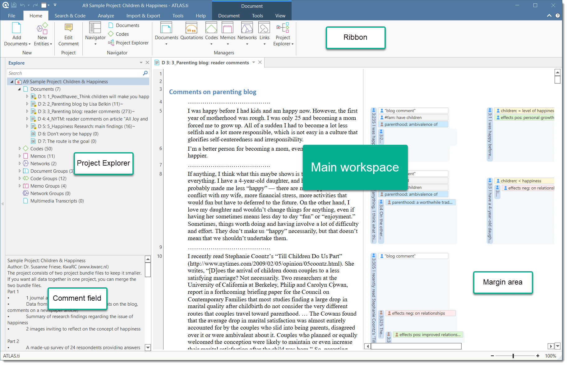 پنجره هدایت‌گر (Navigation) در نرم‌افزار ATLAS.ti - انجام فصل 4 ، آموزش ...